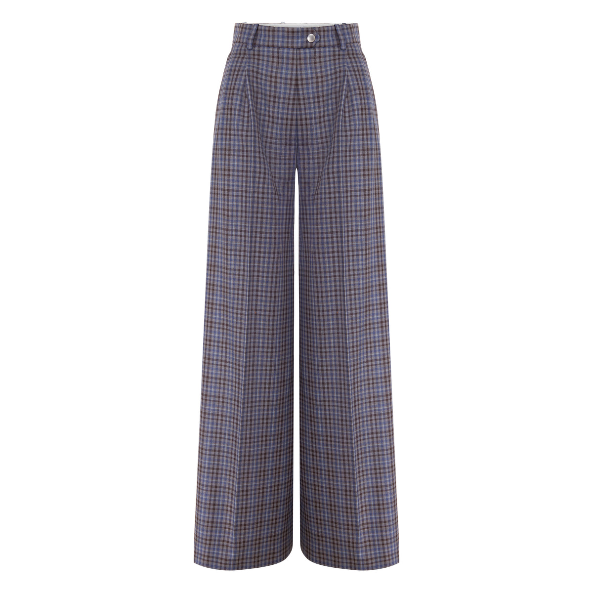 Check Pattern High-Rise Trousers – Botsi